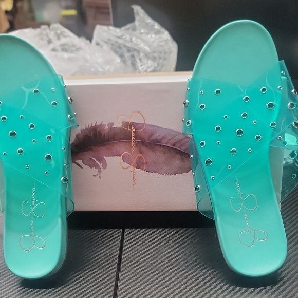 Jessica Simpson | Shoes | Jessica Simpson Blue Sandals With Perforated ...